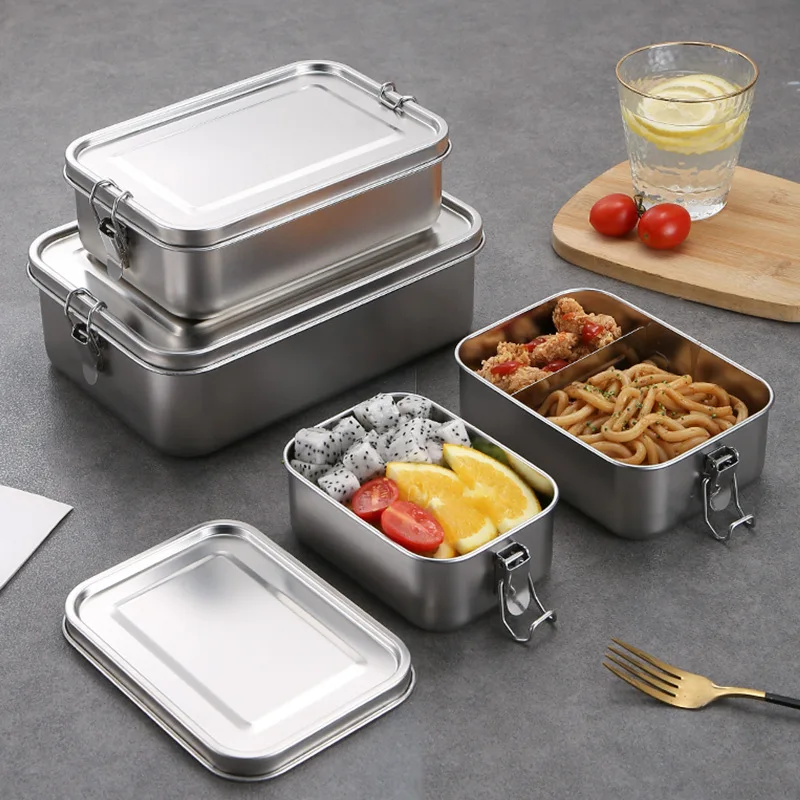 School-Detachable-Grid-Lunch-Box-304-Stainless-Steel-Sealed-Food ...