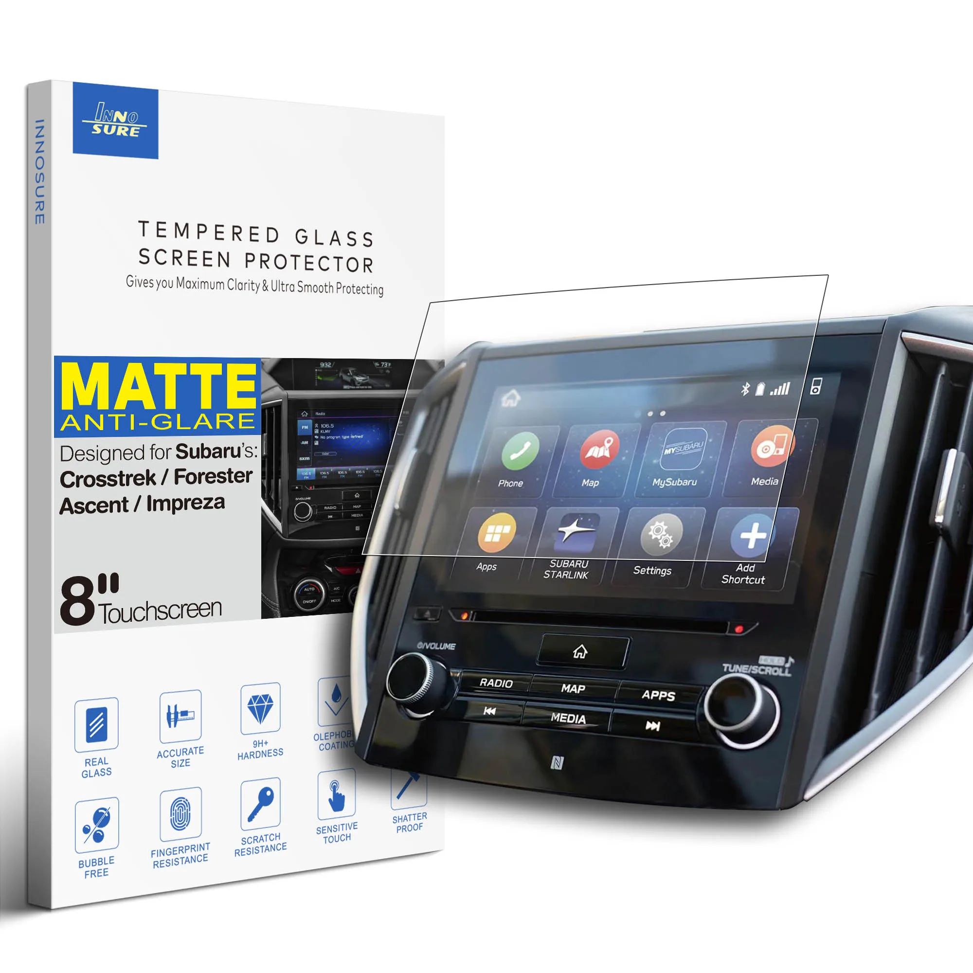 INNOSURE-Tempered-Glass-Screen-Protector-Design-for-Subaru-Crosstrek ...