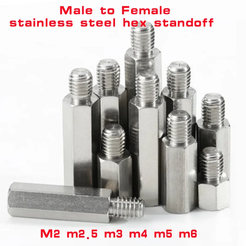 2pcs/10pcs M2 M2.5 M3 M4 M5 M6 M8 304 Stainless Steel Hex male to ...