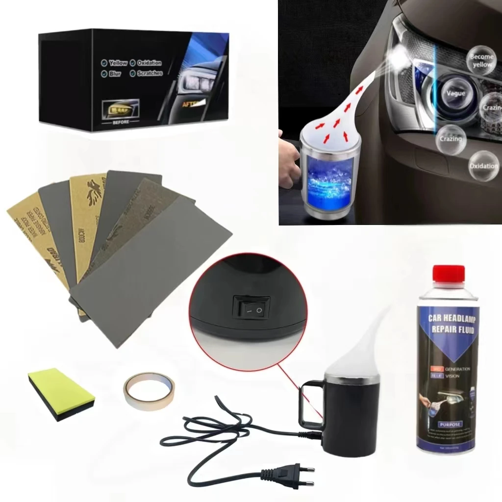 Car-Headlight-Restoration-Kit-Liquid-Polymer-Steam-Scratch-Remover-Repair-Hydrophobic-Coating ...