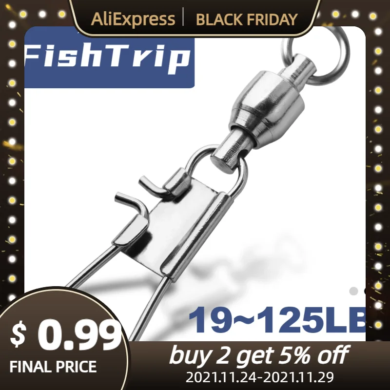 FishTrip-Interlock-Snap-Ball-Bearing-Swivels-20-100Pack-Stainless-Steel ...