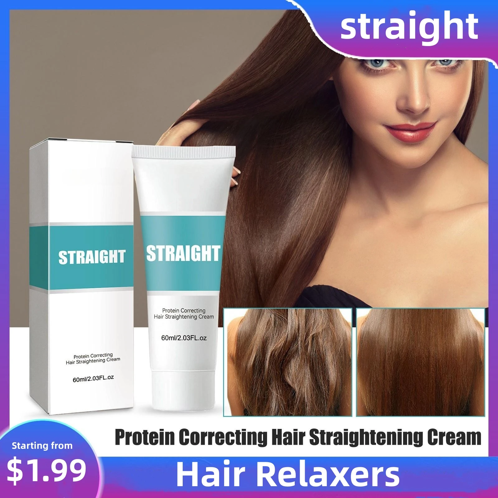 60ml-Hair-Straight-Protein-Correcting-Cream-Relaxers-Smooth-Silk-Gloss ...
