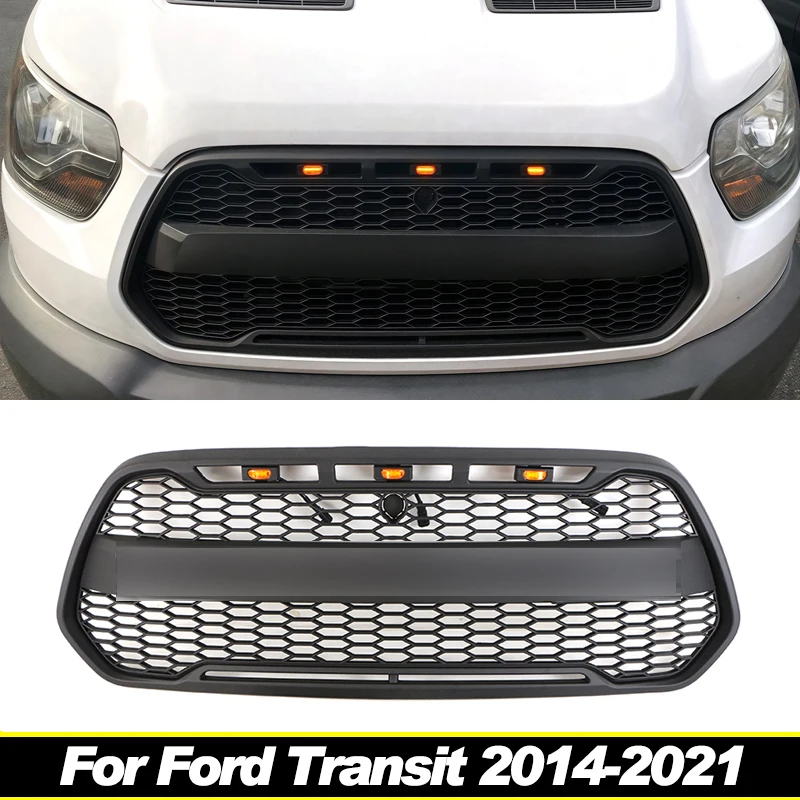 Front Grill With LED Light Modification Racing Grill Fits For 2014-2021 ...