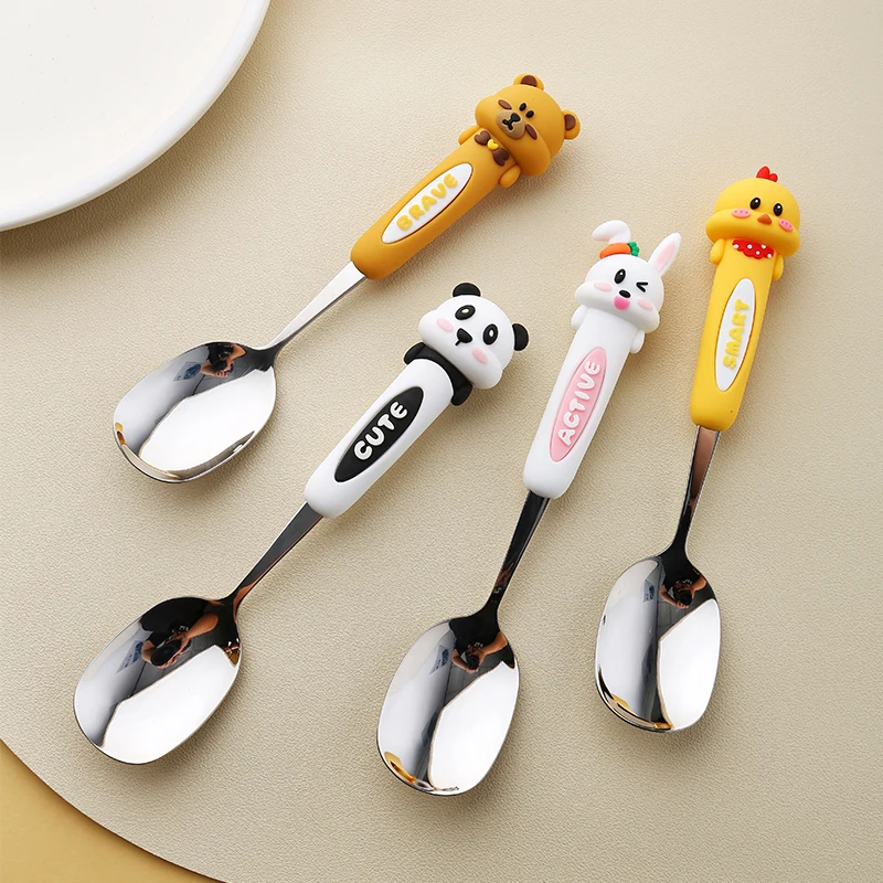 Cute Stainless Steel Spoon Ice Cream Coffee Dessert Spoon Panda Rabbit ...