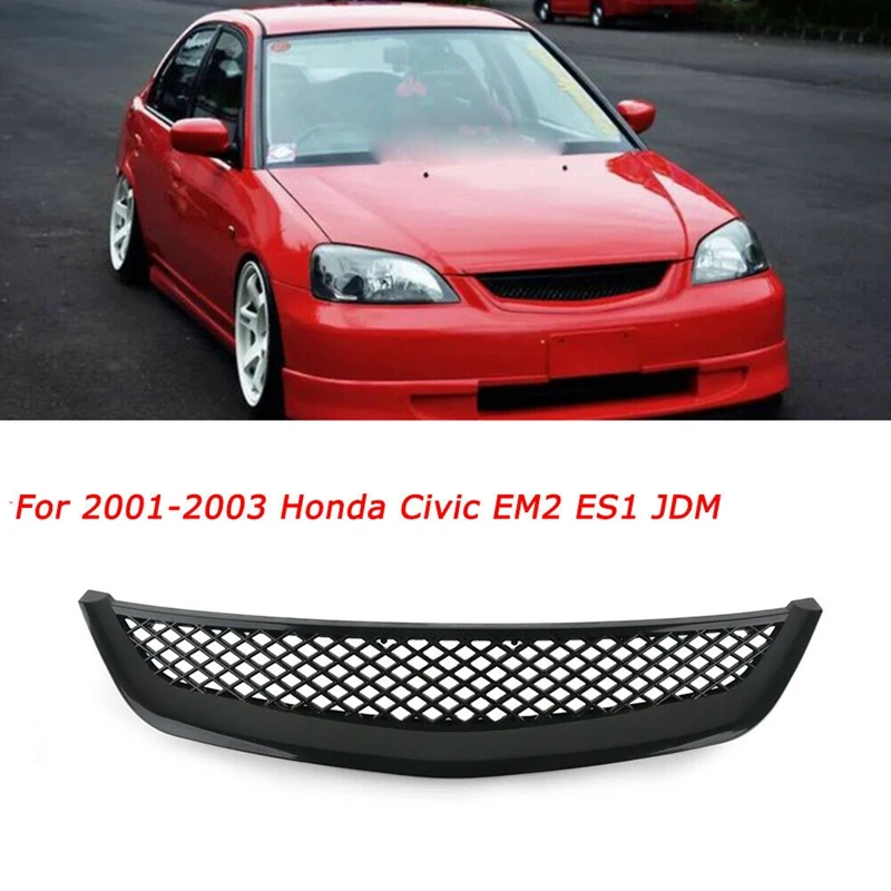 Car Gloss Black Mesh ABS Front Hood Grille Grill for Honda Civic JDM ...