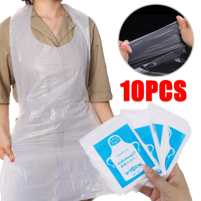 10PCS-Disposable-Kitchen-Aprons-Plastic-Waterproof-Apron-Individually ...