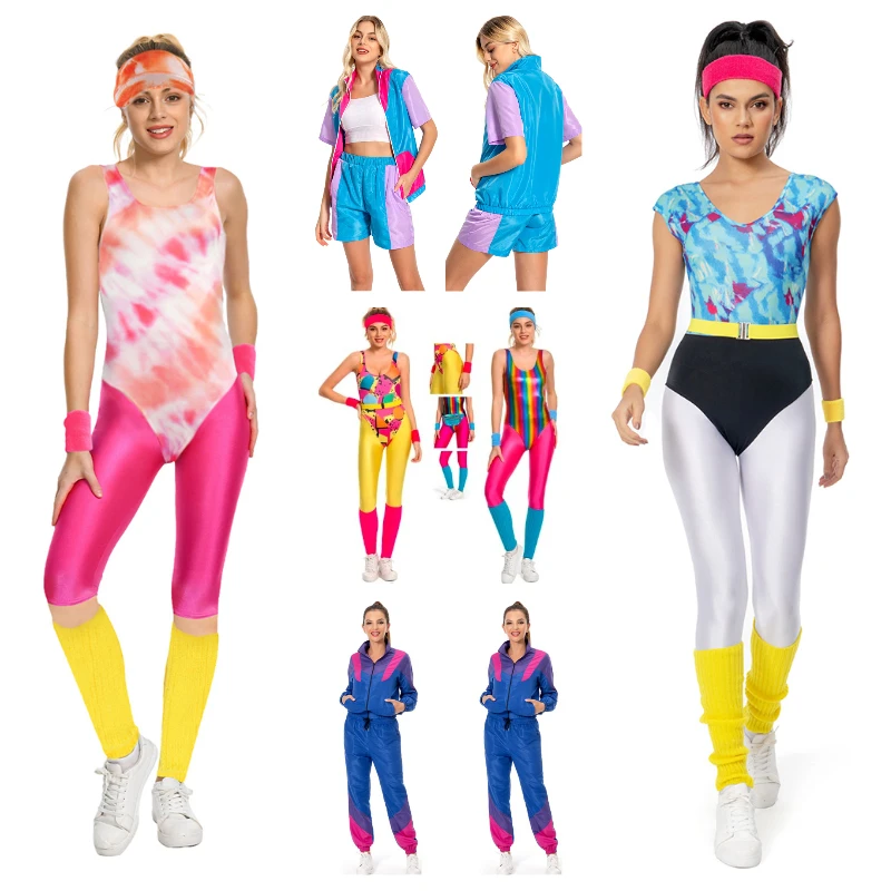 6Pcs-Set-Women-Retro-80s-90s-Legging-Cosplay-Costume-Women-Sportwear ...