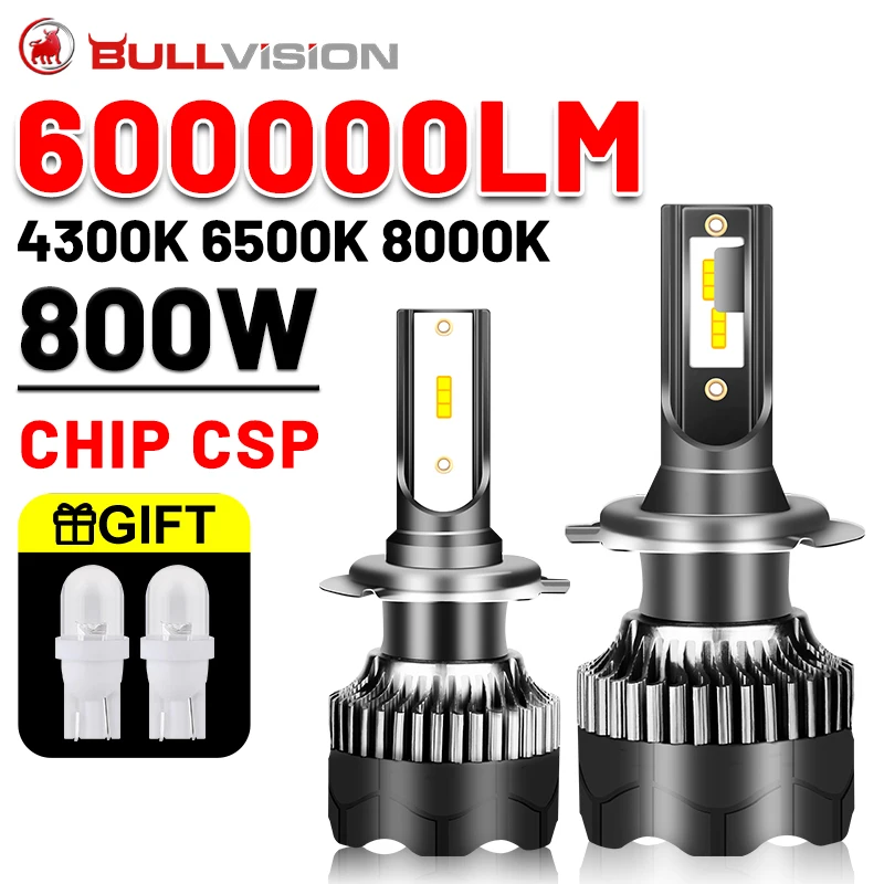 Bullvision-H4-LED-H7-Canbus-600000LM-800W-CSP-Chips-4300K-6500K-8000K ...