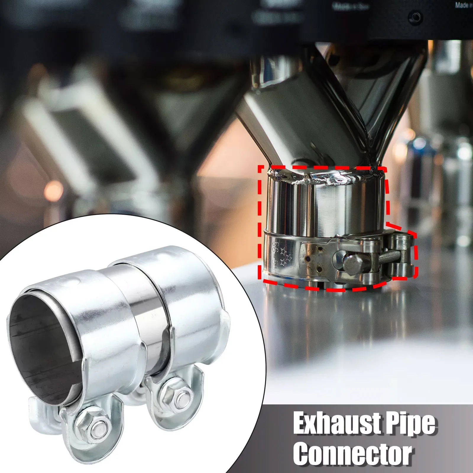45/50/63mm Exhaust Pipe Tube Joiner Connector Sleeve Clamp 95mm ...