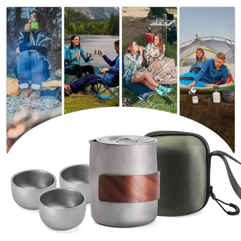 Outdoor-Camping-Titanium-Tea-Set-350ml-Tea-Pot-Tea-Cup-Set-Lightweight ...