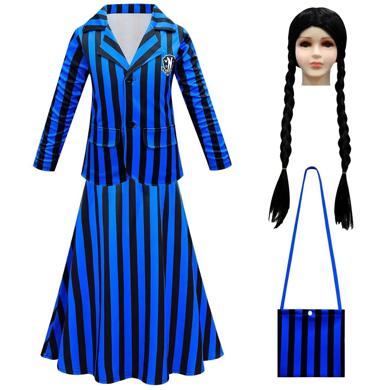 Wed-Cosplay-Costume-Addams-Girls-Disguise-Full-Sets-Top-Skirt-JK-School ...