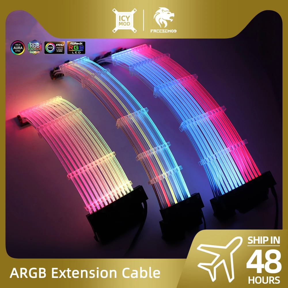 Argb Gpu Extension Cable 8pin Rainbow Case Lighting Strip 8+8 Strimer ...