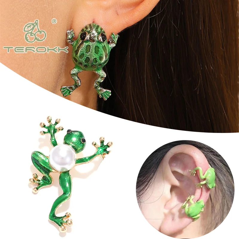 Personality-Funny-Frog-Stud-Earrings-Ear-Bone-Clip-For-Women-Girls ...