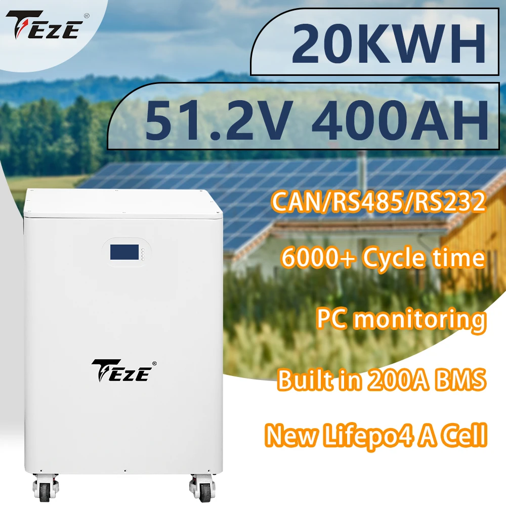 TEZE-400Ah-20KWh-LiFePO4-Battery-51-2V-Powerwall-Built-in-BMS-6000 ...