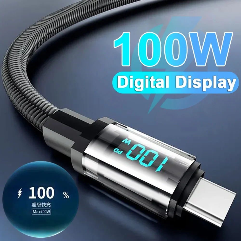 100W-Quick-Charging-USB-C-Data-Cable-Digital-Display-USB-To-Type-C-High ...