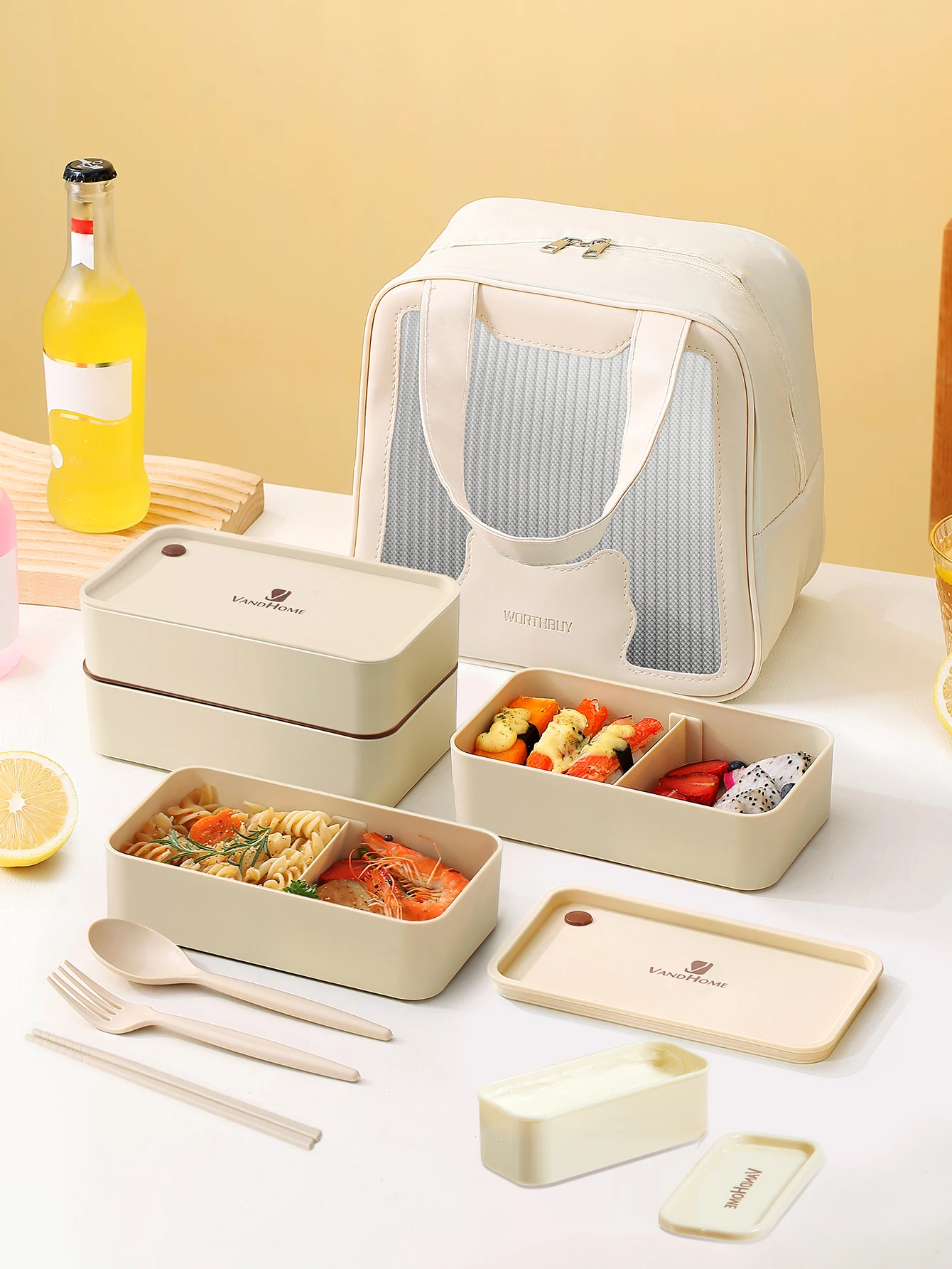 WORTHBUY-Square-Lunch-Box-With-Thermal-Bag-Sauce-Box-Sealed-Leak-proof ...