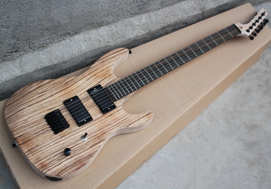 6-Strings-Natural-Wood-Original-Electric-Guitar-with-24-Frets-Black ...