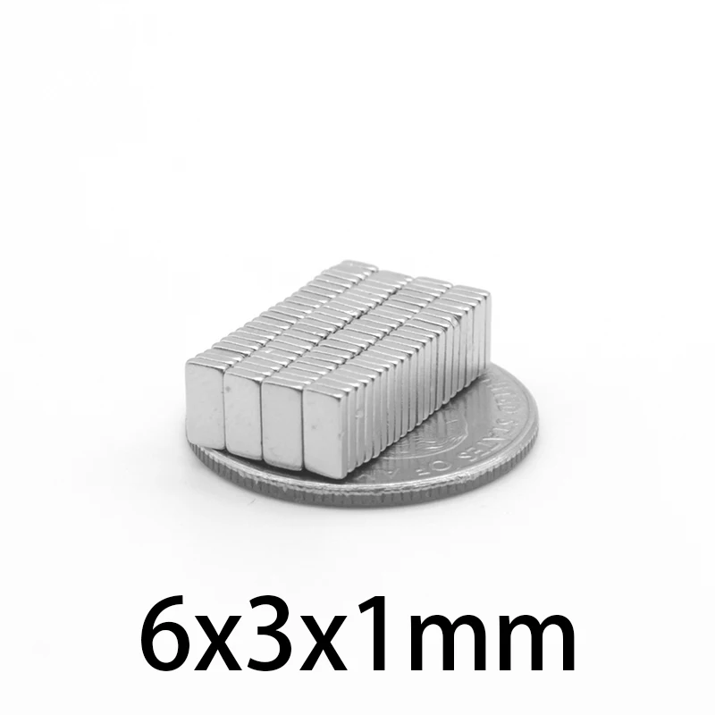 50-100-200-500-1000-1500PCS-6x3x1-Thin-Block-Neodymium-Magnets-Sheet ...