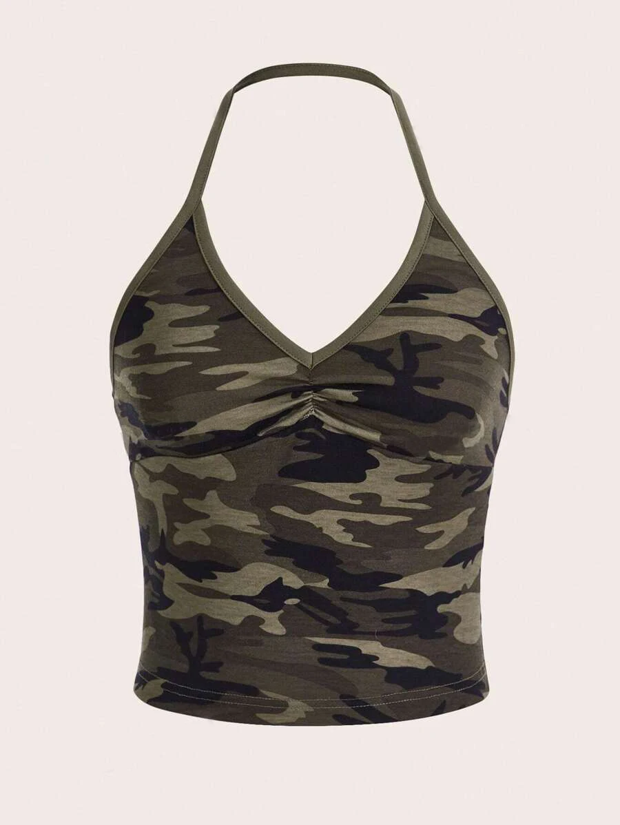 Hanging-neck-Hot-Girl-Y2K-Woman-Sling-camouflage-Classic-Halter-tops ...