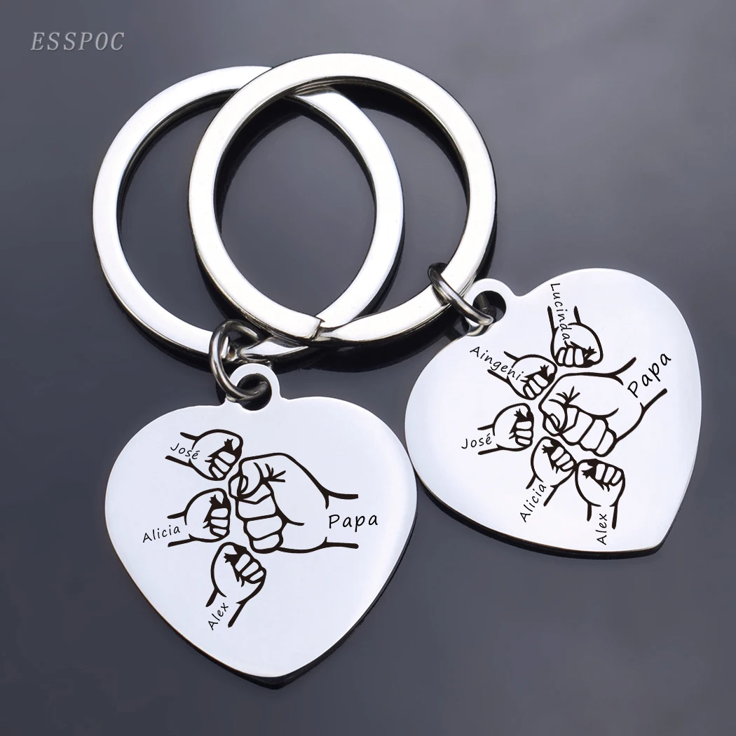 Custom Product Keychain Customized Dad or Mom and Child Names Stainless ...