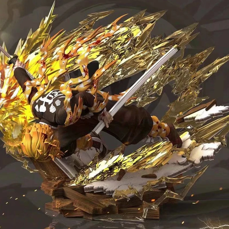 28cm Demon Slayer Anime Figure Kimetsu no Yaiba Agatsuma Zenitsu GK ...