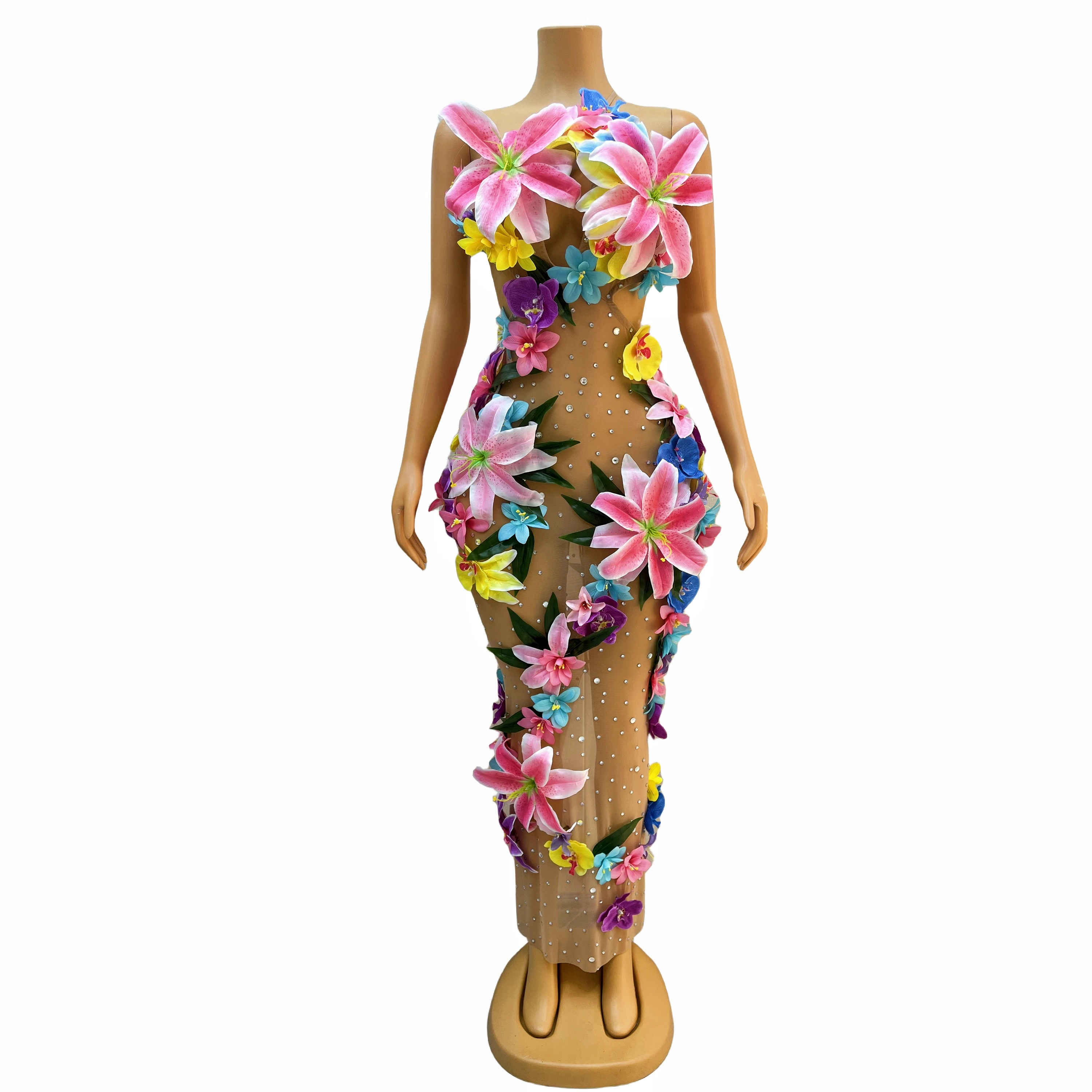 Evening-Celebrate-luxurious-Colorful-Flowers-Rhinestones-Backless-Dress ...