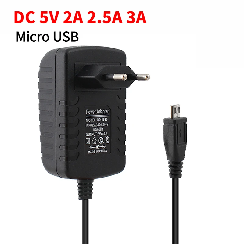 Micro USB 5V Power Adapter 3A 2A 2.5A 220V To 5 V Volt USB Power ...