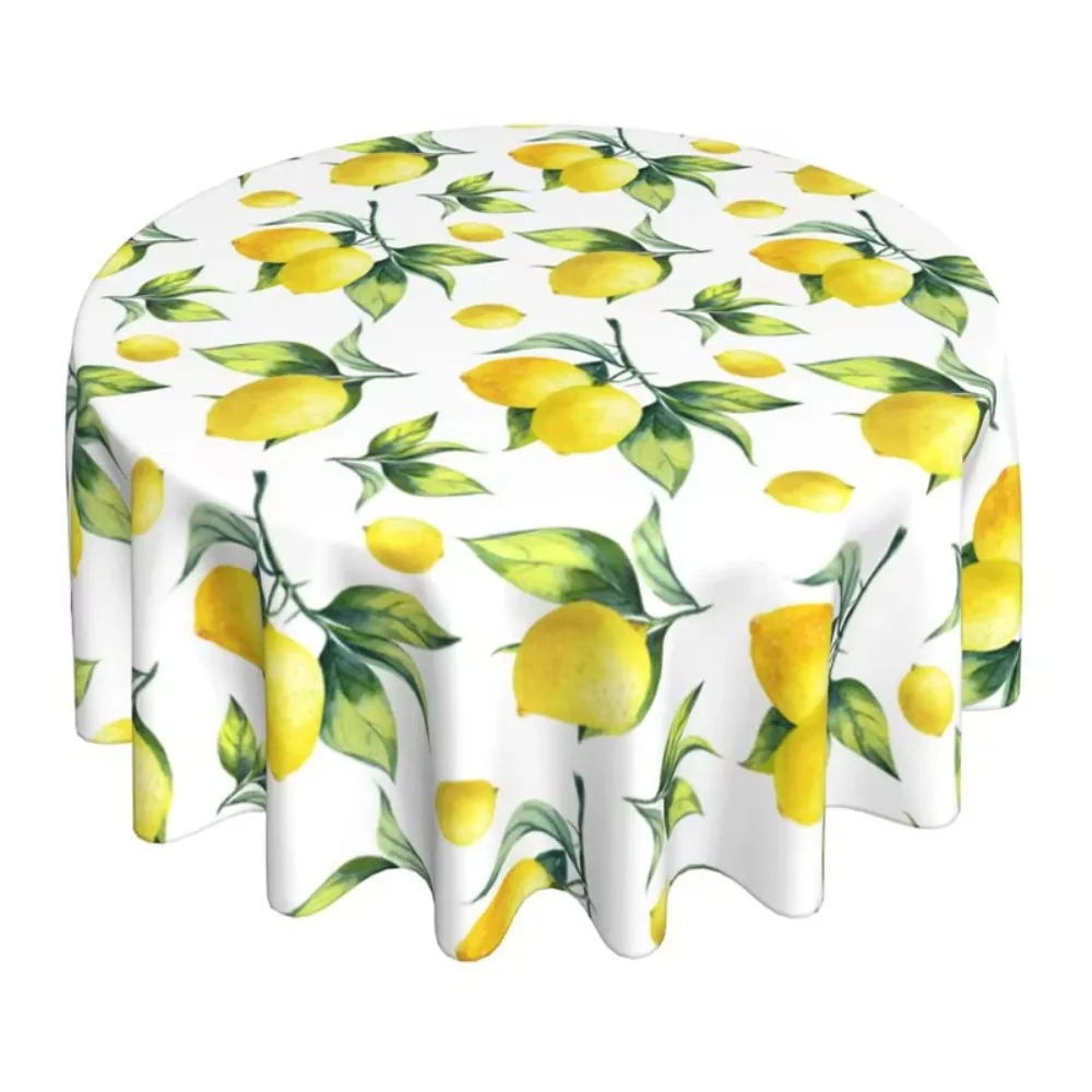 Lemon Tablecloth Round 60 Inches for Spring Summer Yellow Lemon Table ...