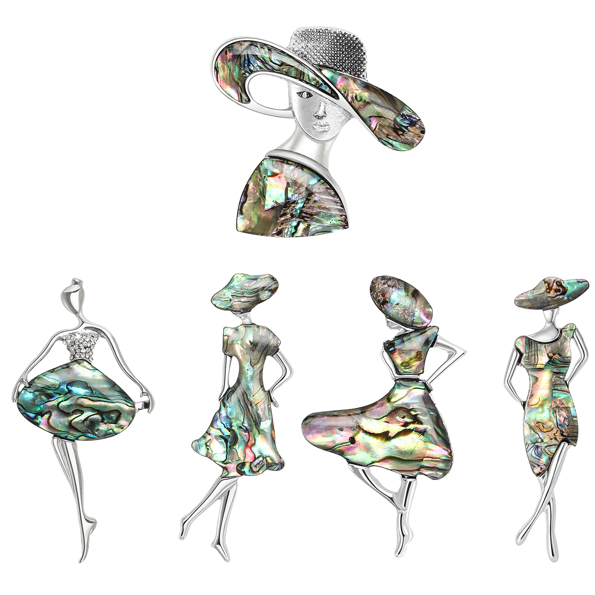 Shell-Lady-Brooches-for-Women-Unisex-5-Styles-Females-Model-Pins-Office ...