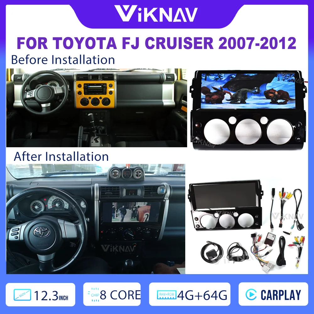 Android System Carplay Radio For Toyota FJ Cruiser 2007 2012 Double Din ...