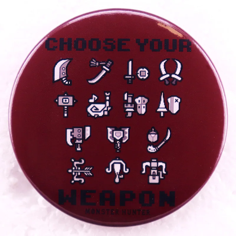 Monster-Hunter-Choose-Your-Weapon-Button-Badge-Game-Icon-Pinback-Brooch ...