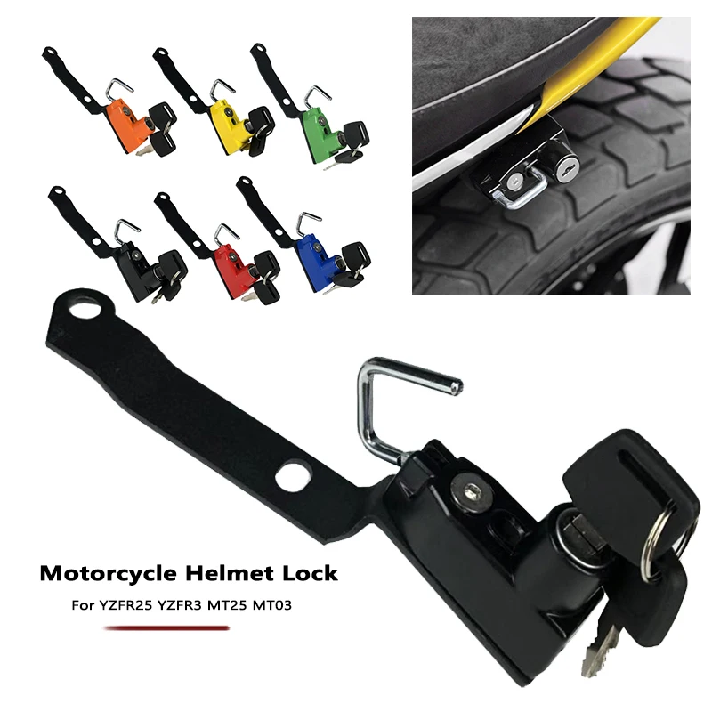 Motorcycle-Helmet-Lock-Mount-Hook-Keys-Aluminum-Locking-For-Yamaha-MT03 ...