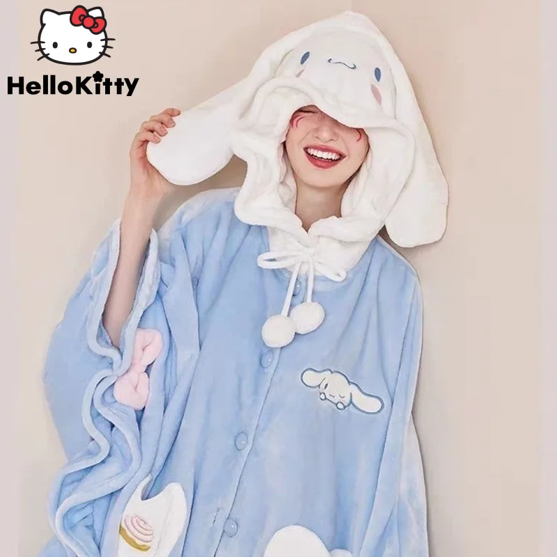 Sanrio-Cinnamoroll-New-Nightwear-Hooded-Home-Soft-Plush-Cloak-Women ...