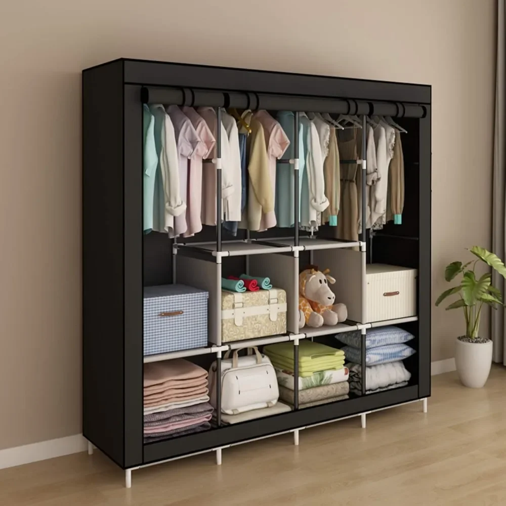 Portable-Wardrobe-Clothing-Wardrobe-Shelves-Clothes-Storage-Organiser ...