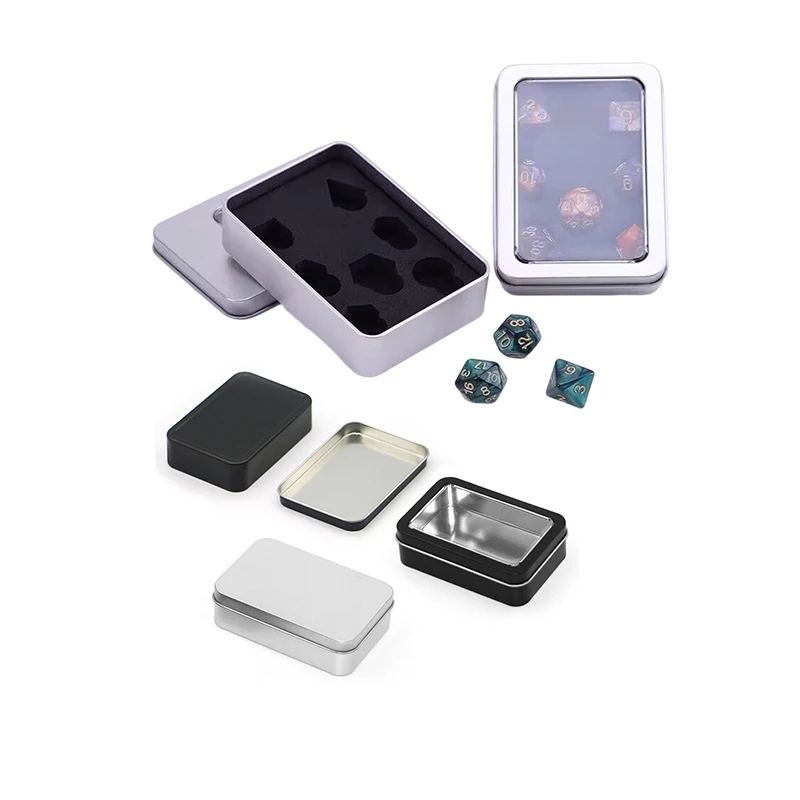 Metal-Rectangle-Silver-Black-Game-Cards-Storage-Box-Trading-Card-Case ...