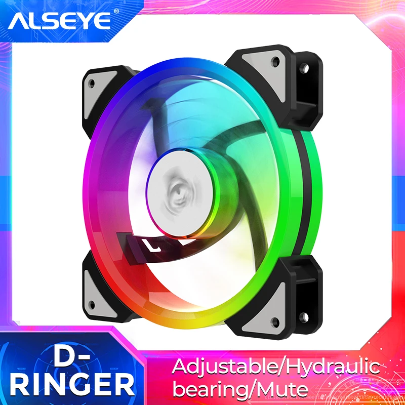 ALSEYE-RGB-Fan-120mm-Cooler-12v-3pin-Computer-Fan-Dual-LED-Ring ...