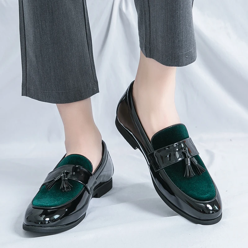 Men Casual Shoes Fashion Color Block Shoes Handmade Suede Leather Men ...
