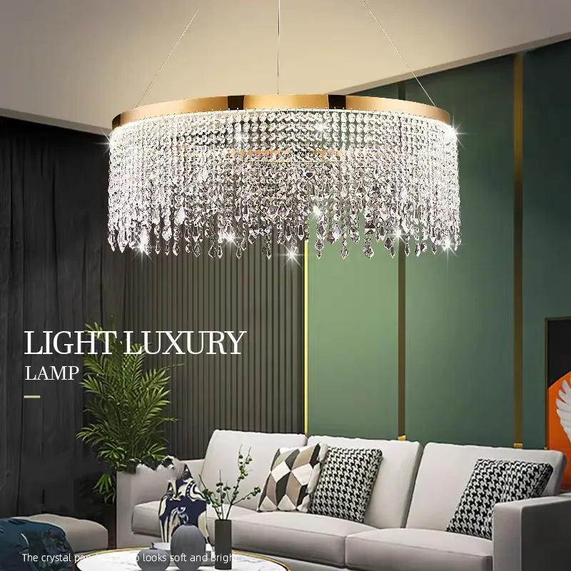 Modern Luster Pendant Light Crystal Chandelier Luxury Lamps For Living ...