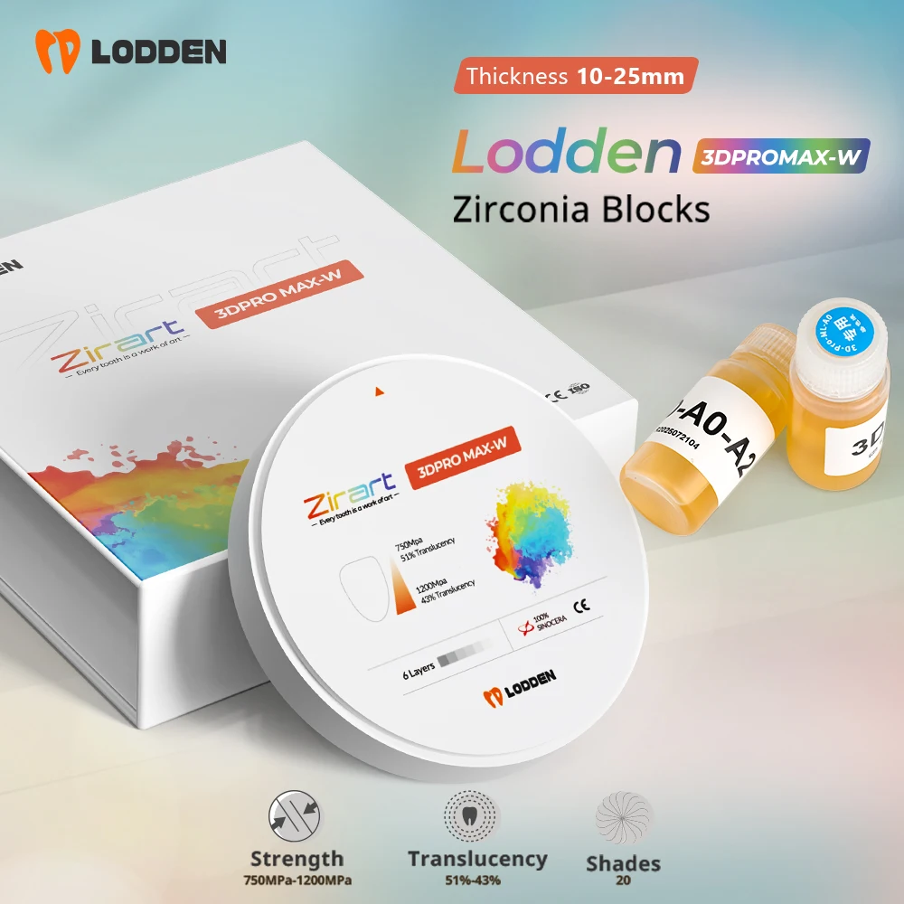 LODDEN 3D PRO MAX-W Dental Lab White Zirconia Blocks 98mm CAD CAM with ...