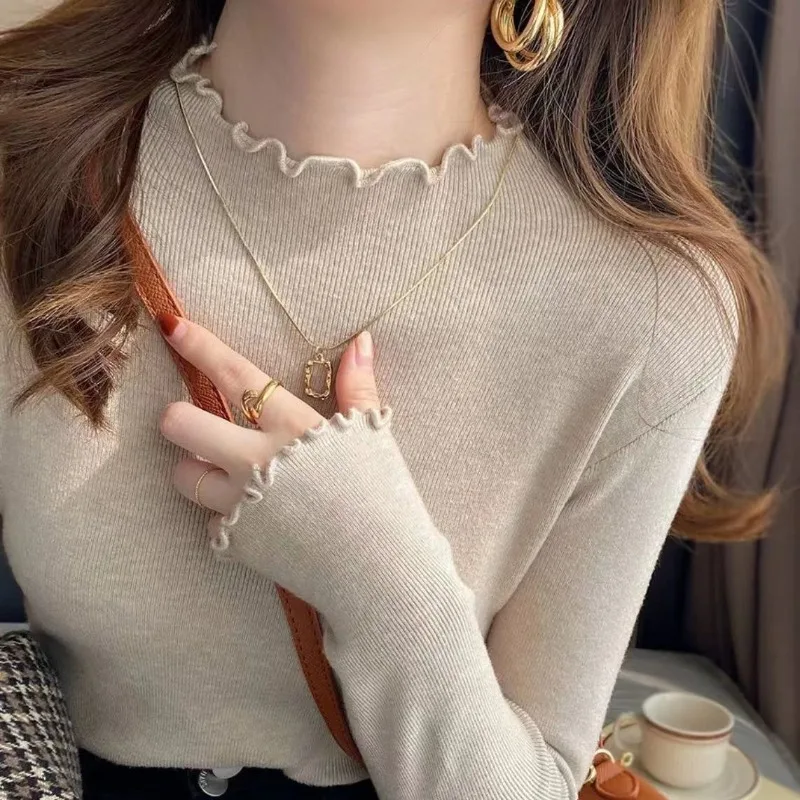 Autumn-Winter-Sweaters-for-Women-Solid-Screw-Thread-Crew-Neck-Pullover ...