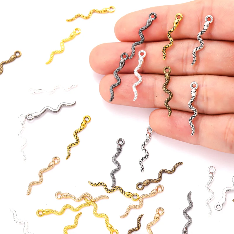 40pcs 7 Colors snake Charms For Bracelets Necklace Pendant DIY Handmade ...