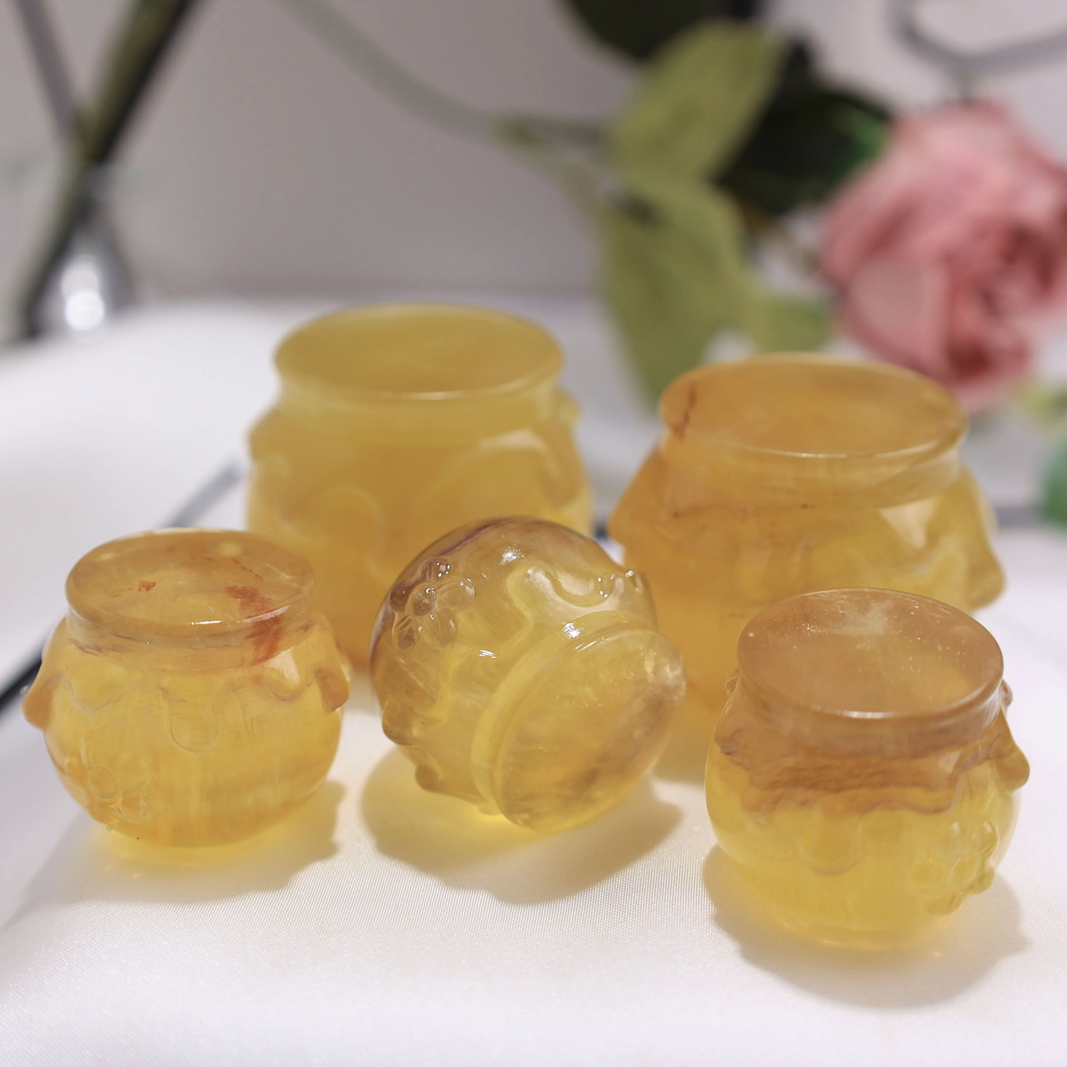 Nature-honey-jar-yellow-fluorite-material-as-a-gift-or-decoration-for ...