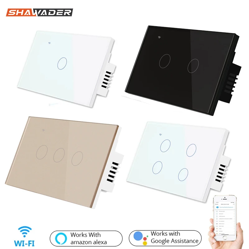 Wifi Smart Light Switch Glass Screen Touch Panel Wireless Wall ...