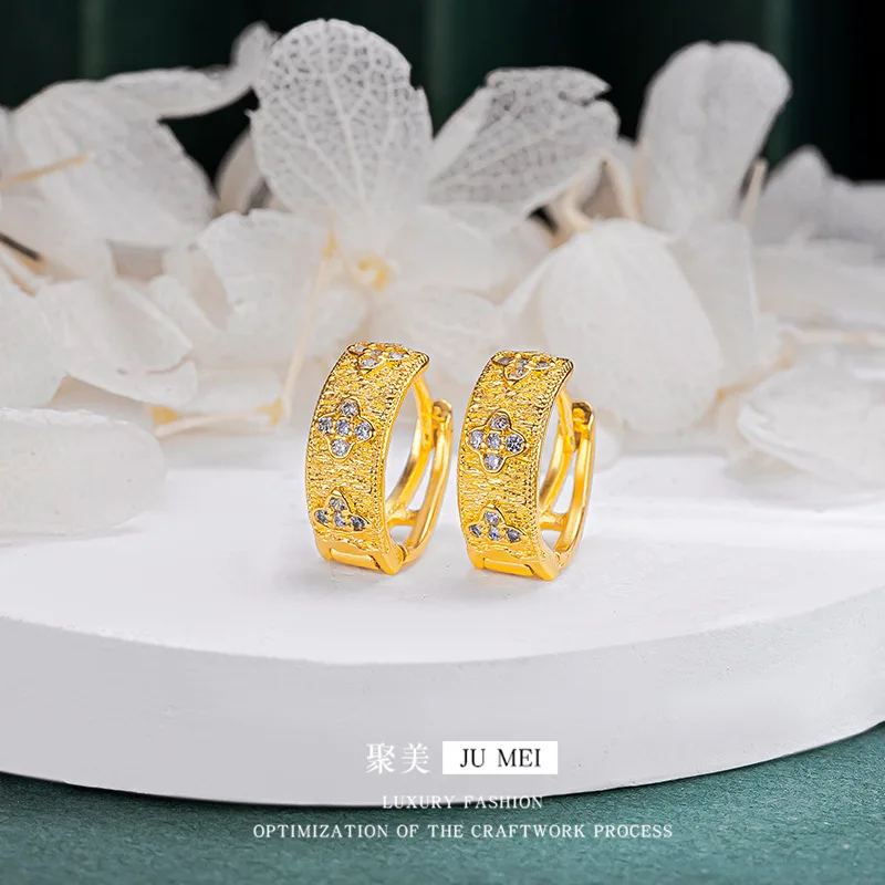 Tienda de oro real de oro puro 24K 9999 de lujo con hebilla de oreja de ...