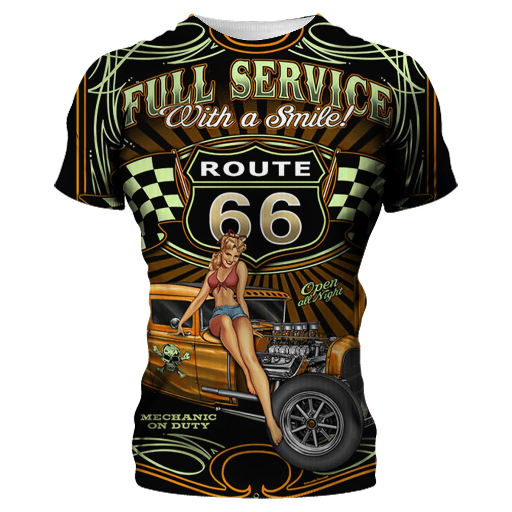 Vintage-Men-s-T-Shirt-Summer-Clothing-Route-66-Graphic-Short-Sleeve-Top ...