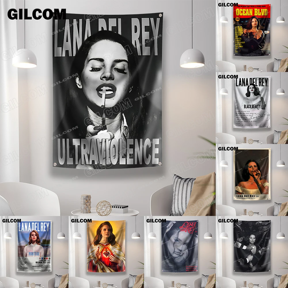 Lana Del Rey Flag Pop Singer Star Music Movie Poster Vintage Tapestry ...
