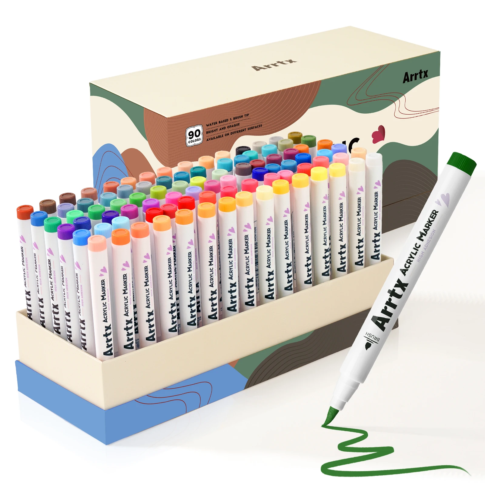 Arrtx-90-Colors-Paint-Markers-Paint-Pens-Acrylic-Markers-Brush-Tip-for ...