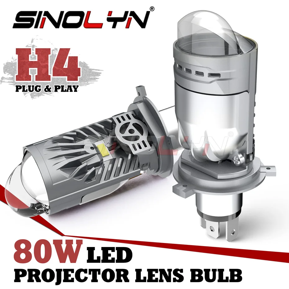 H4 9003 HB2 Bi LED Lamp Plug&Play Hyperboloid Mini H4 LED Lenses For ...