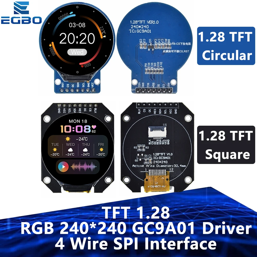 TFT-Display-1-28-Inch-TFT-LCD-Display-Module-Round-RGB-240-240-GC9A01 ...