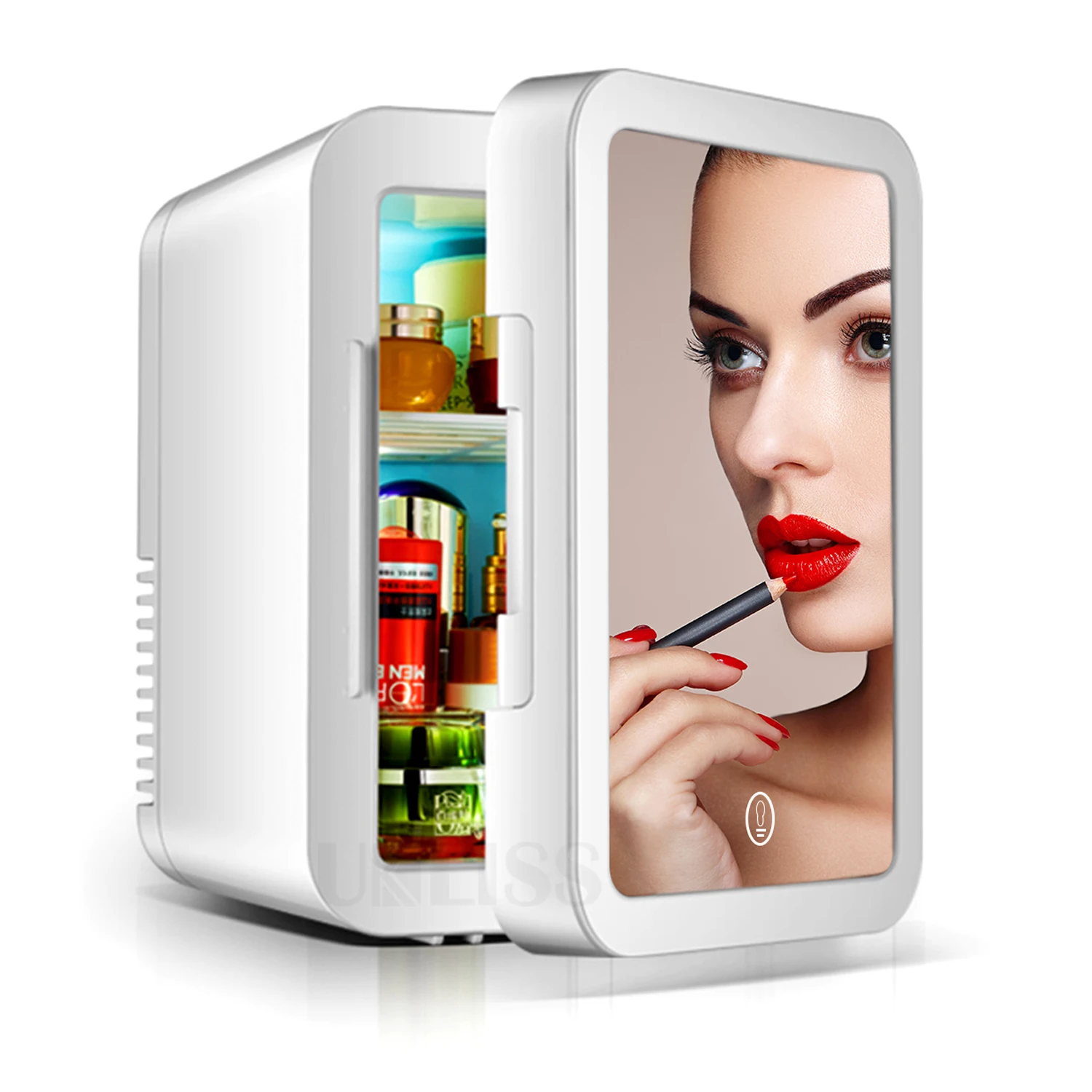 Mini-Refrigerator-8L-Cosmetic-Fridge-with-LED-Light-Mirror-Portable ...